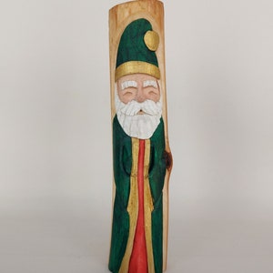 Wood Carved Santa Figurine, Wooden Santa Home Decor, Hand Carved ...