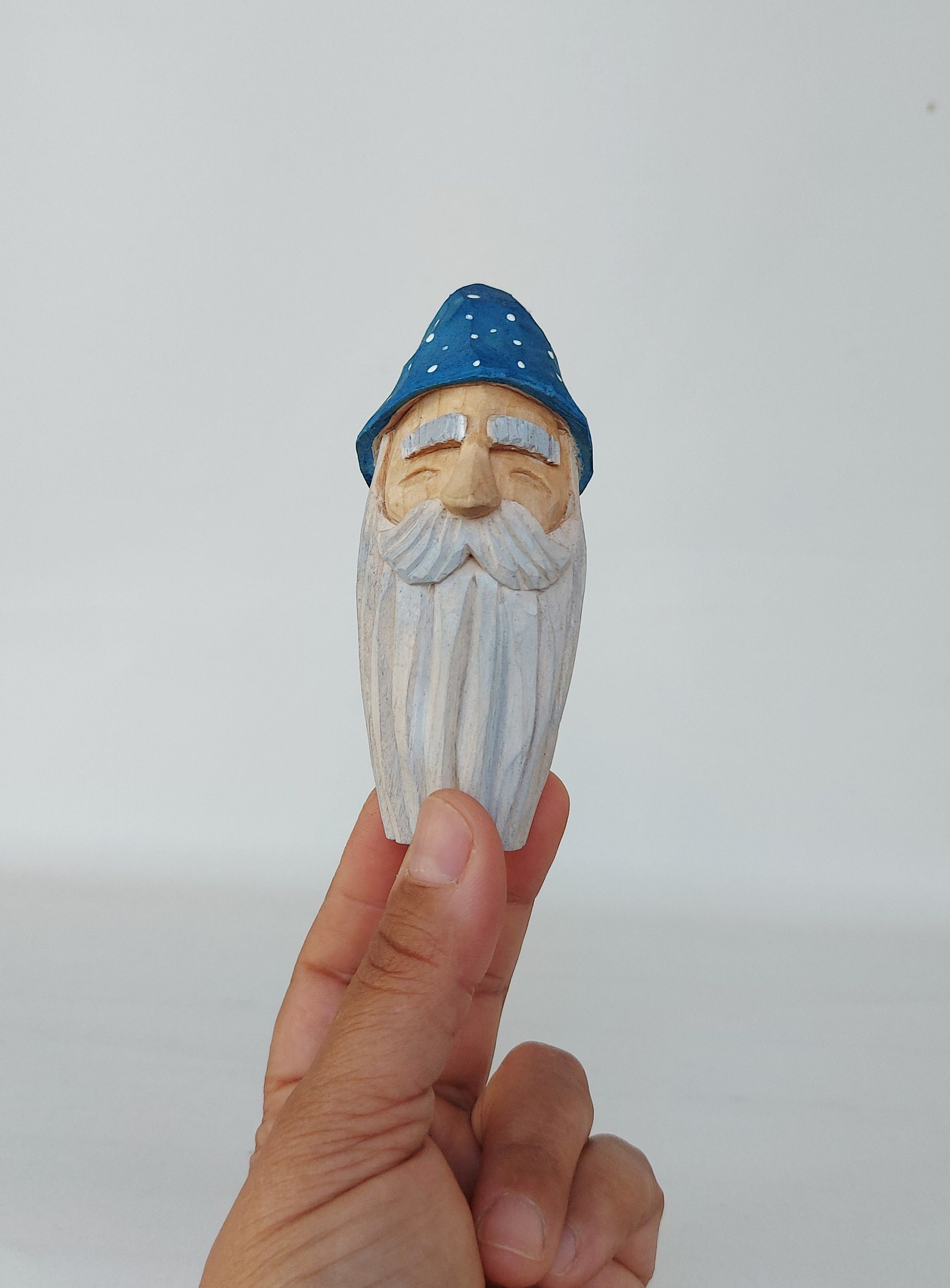 Wooden Wizard Statue, Wood Carving Home Decor, Hand Carved Santa ...