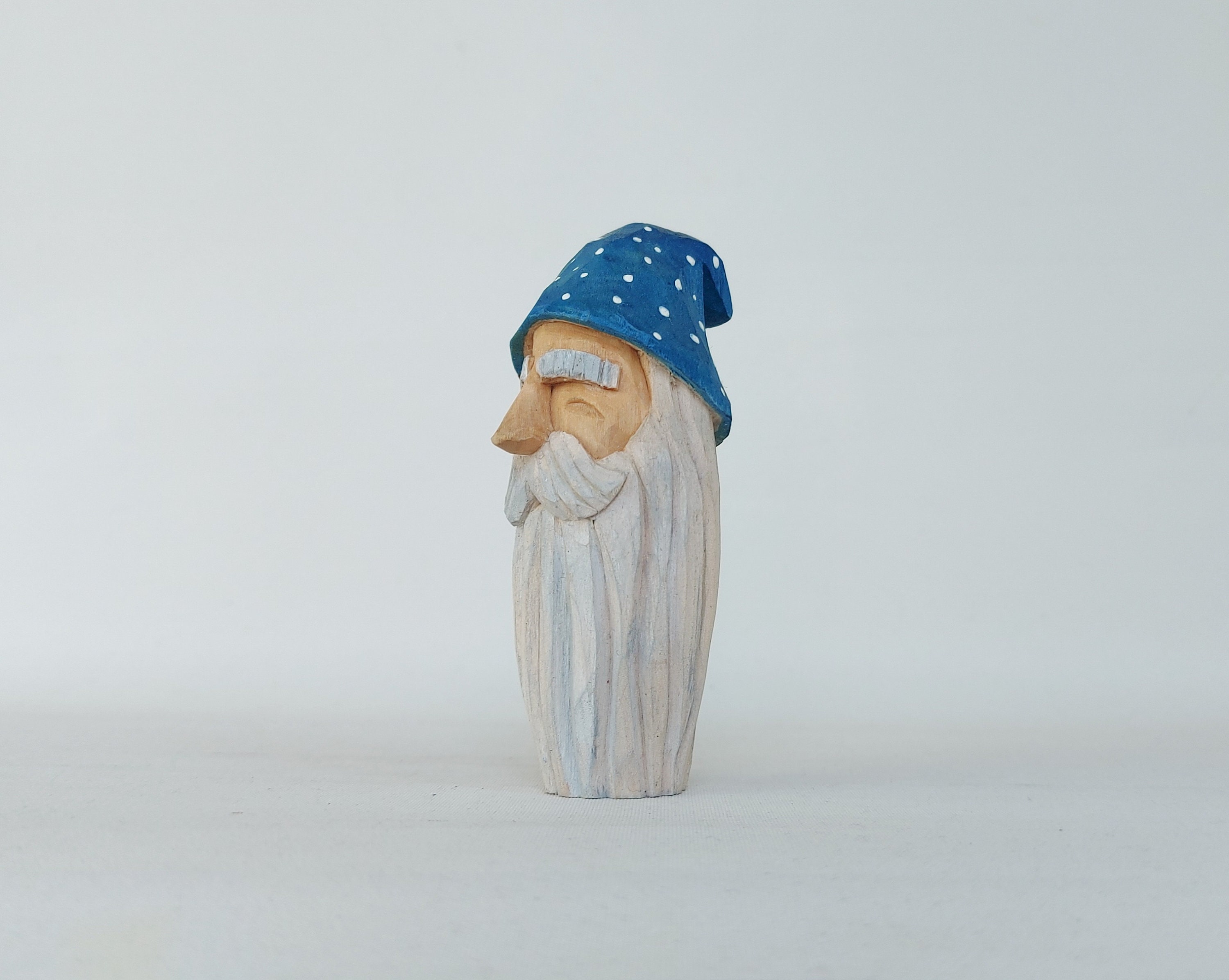 Wooden Wizard Statue, Wood Carving Home Decor, Hand Carved Santa ...
