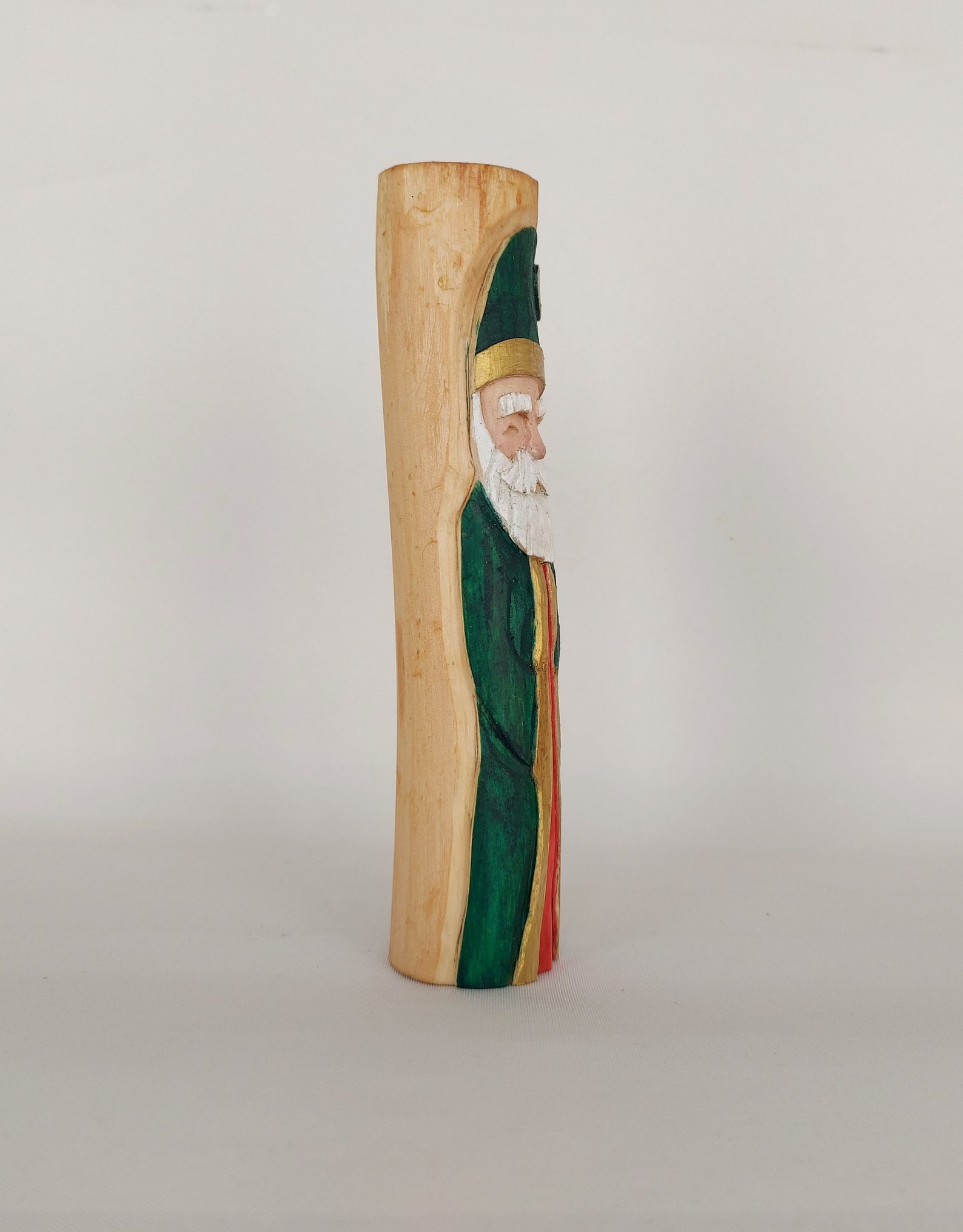Wood Carved Santa Figurine, Wooden Santa Home Decor, Hand Carved ...