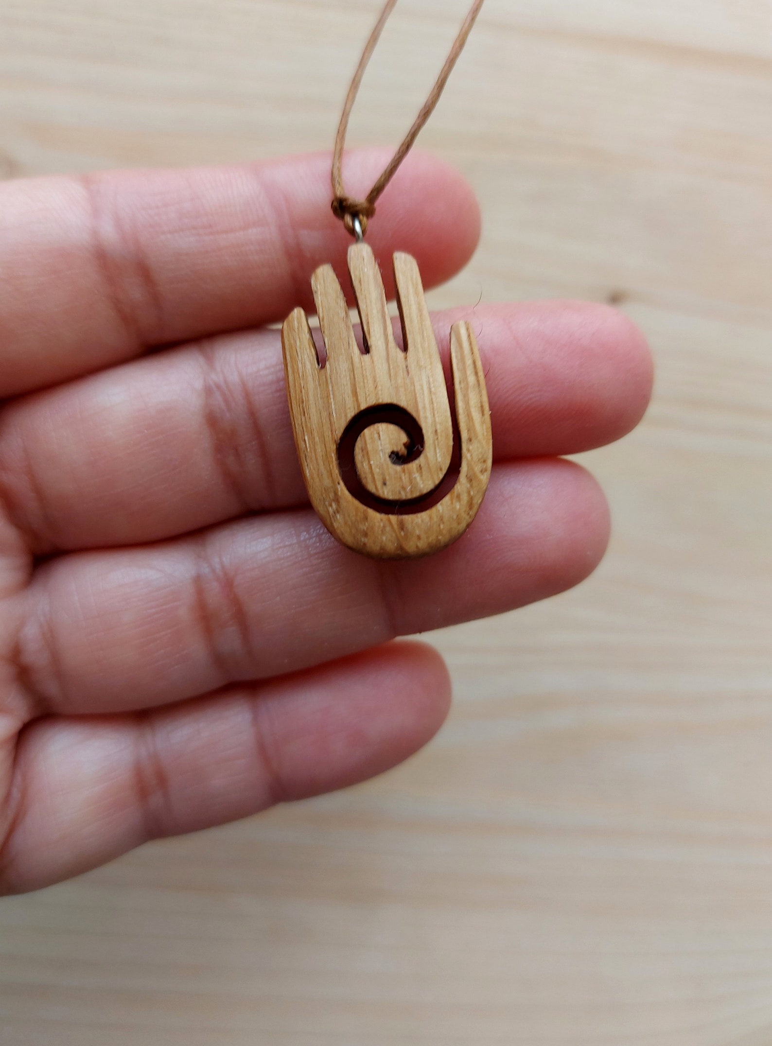 Wood Carved Healing Hand Necklace, Wooden Healing Hand Pendant, Hand ...