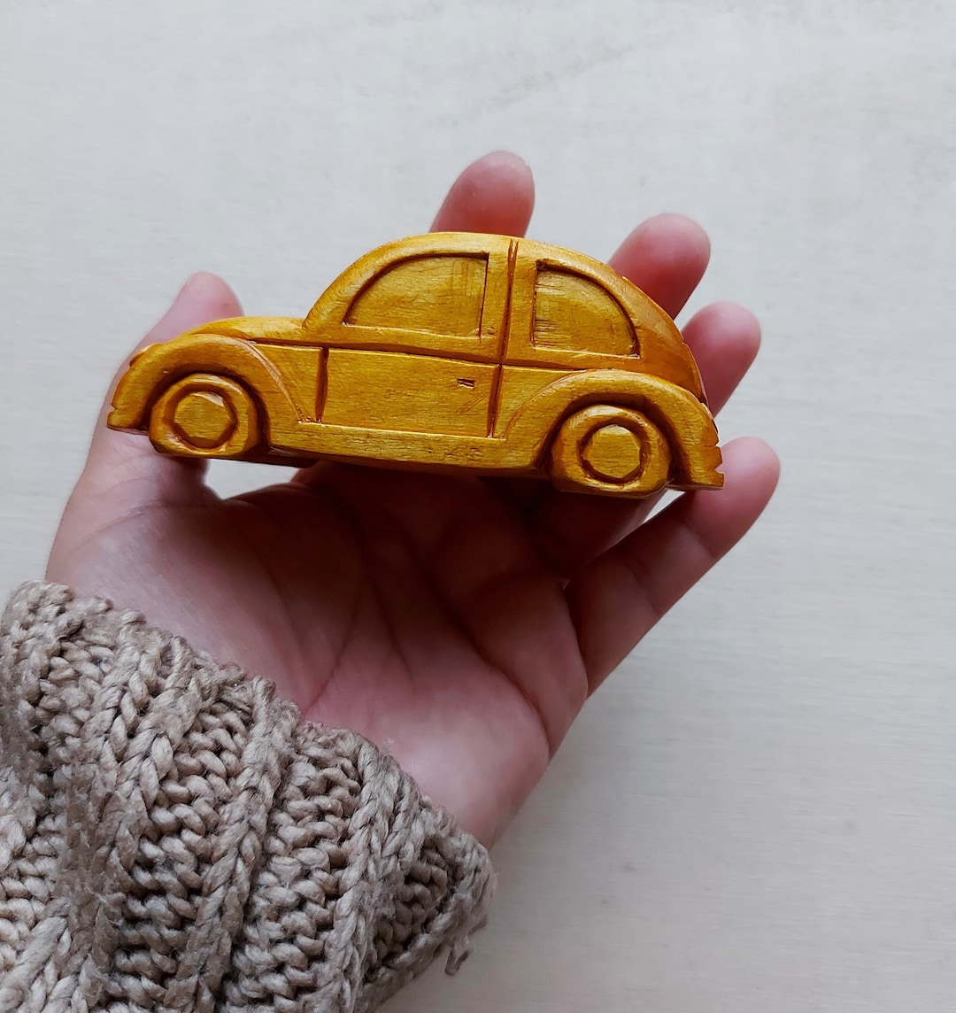Wood Carved Car Figurine, Wooden Car Home Decor, Hand Carved Car Statue ...