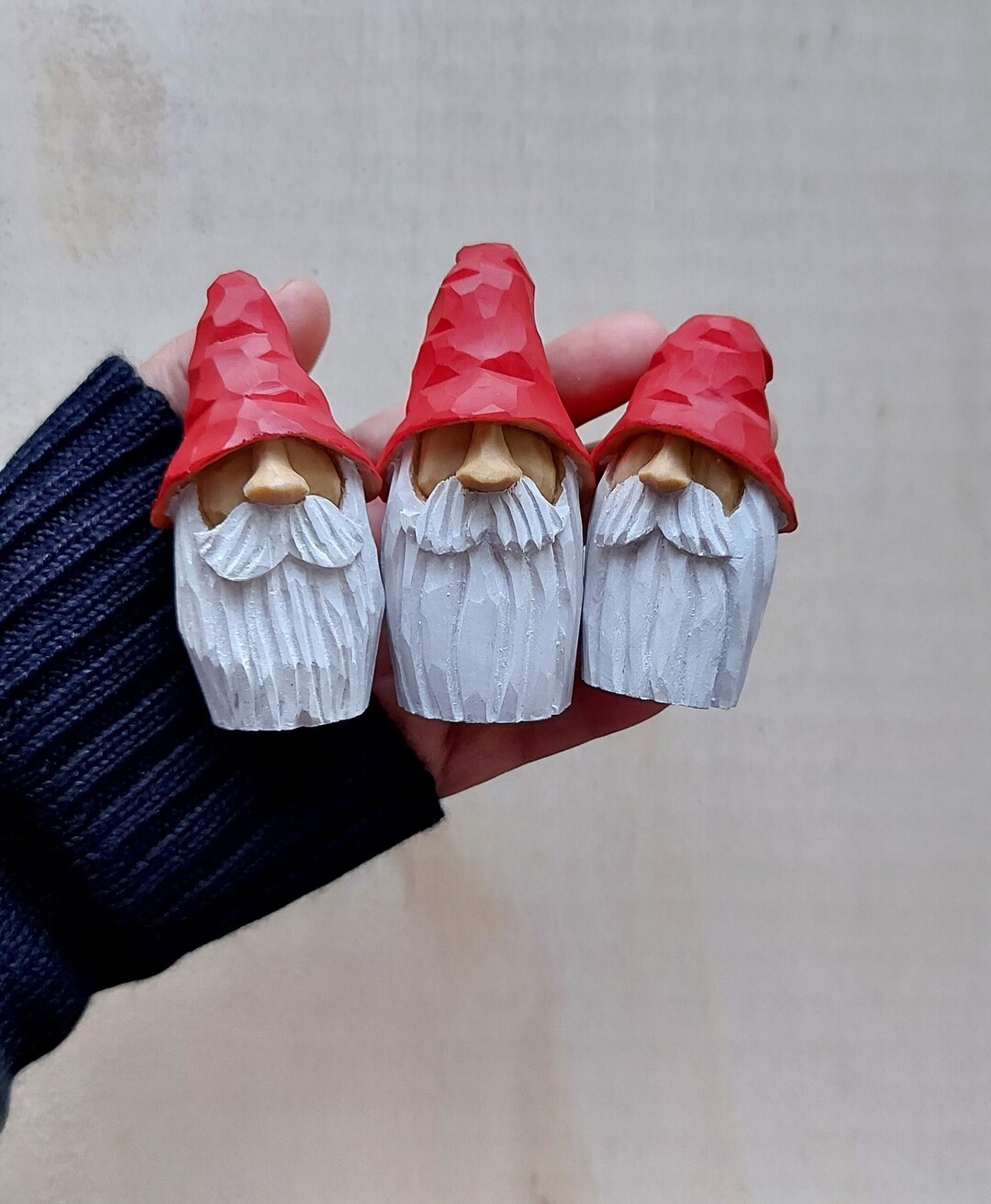Santa Wooden Statue, Wood Carved Santa Ornament, Hand Carved Christmas ...