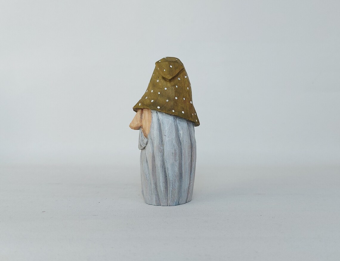 Wood Carved Wizard Figurine, Wooden Home Decor, Hand Carved Santa ...