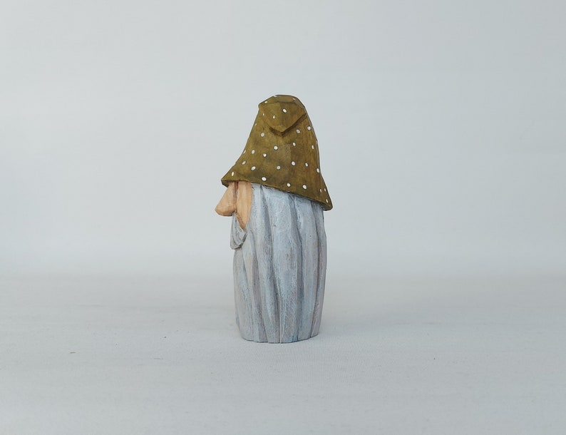 Wood Carved Wizard Figurine, Wooden Home Decor, Hand Carved Santa ...