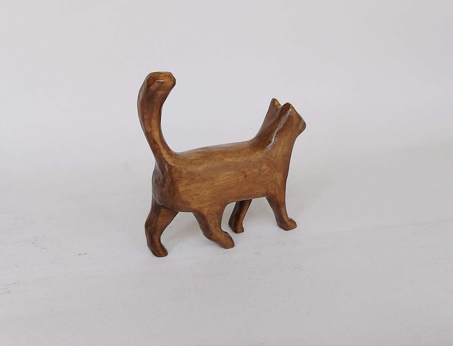 Wood Carved Cat Statue Wooden Figurine Cat Home Decor - Etsy