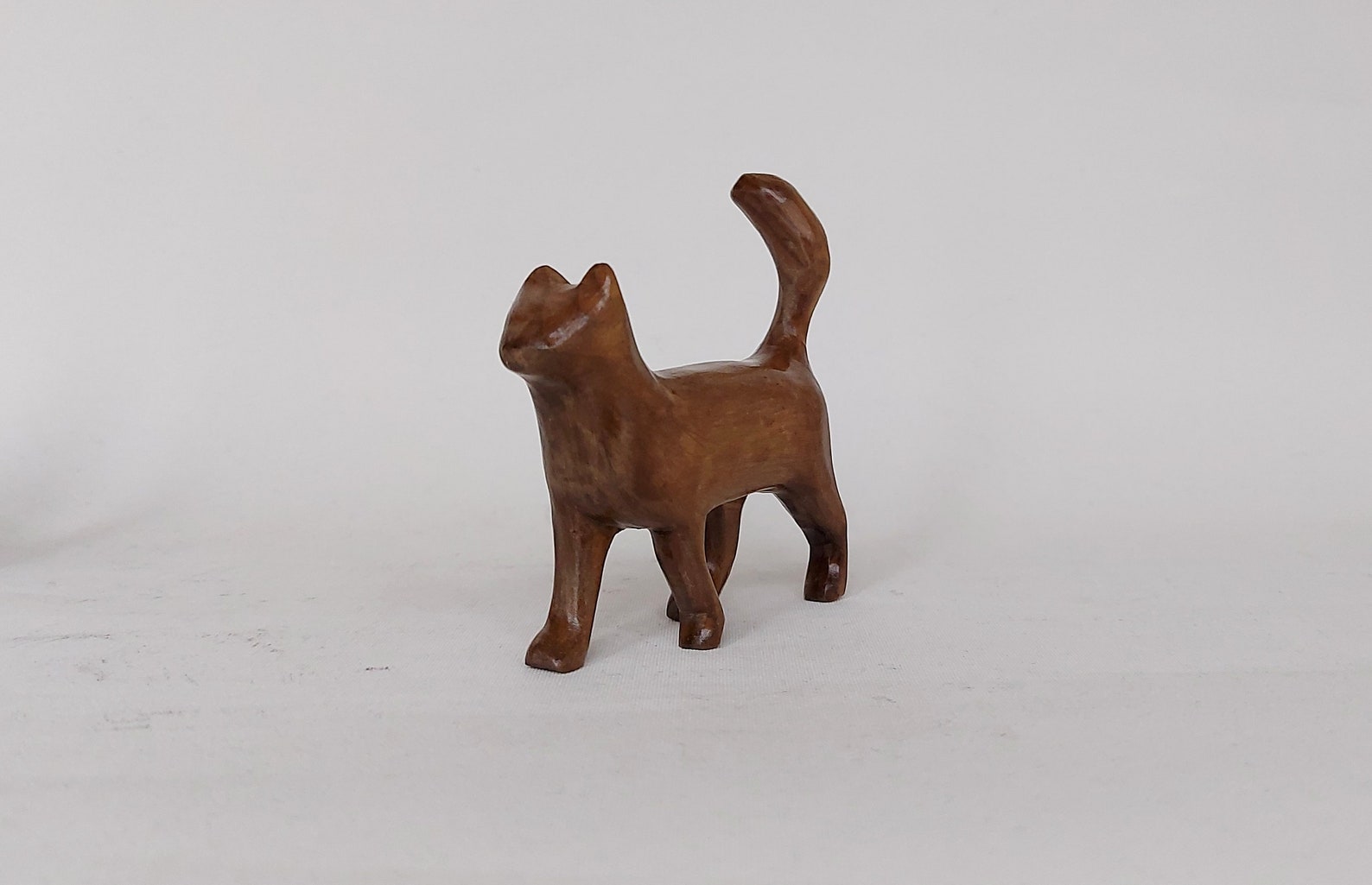 Wood Carved Cat Statue Wooden Figurine Cat Home Decor - Etsy