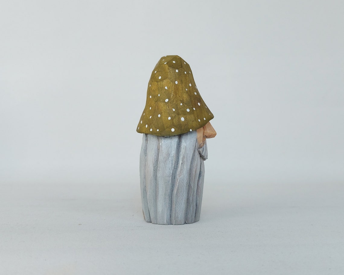 Wood Carved Wizard Figurine, Wooden Home Decor, Hand Carved Santa ...