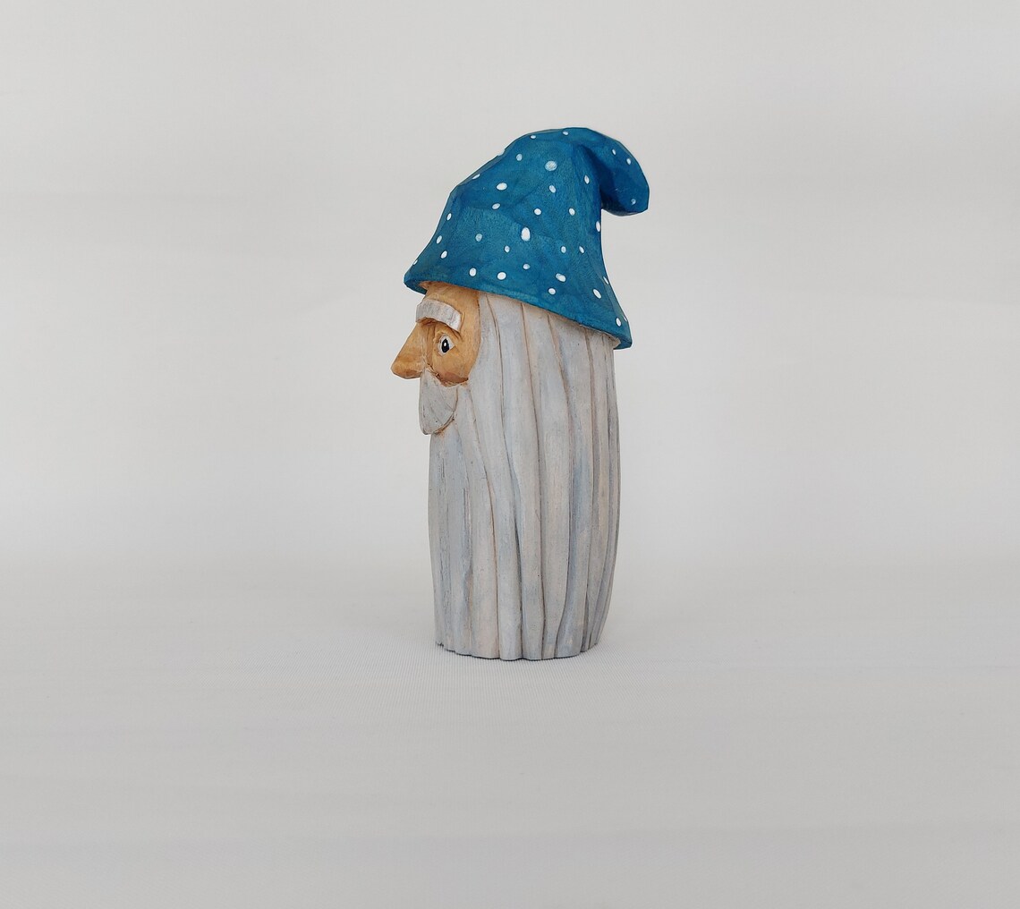 Wood Carved Wizard Figurine Wooden Home Decor Hand Carved - Etsy