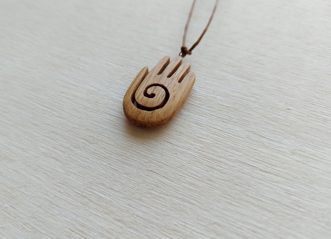 Wood Carved Healing Hand Necklace, Wooden Healing Hand Pendant, Hand ...