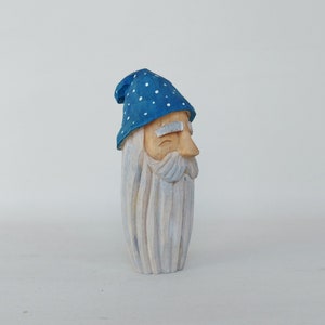 Wooden Wizard Statue, Wood Carving Home Decor, Hand Carved Santa ...