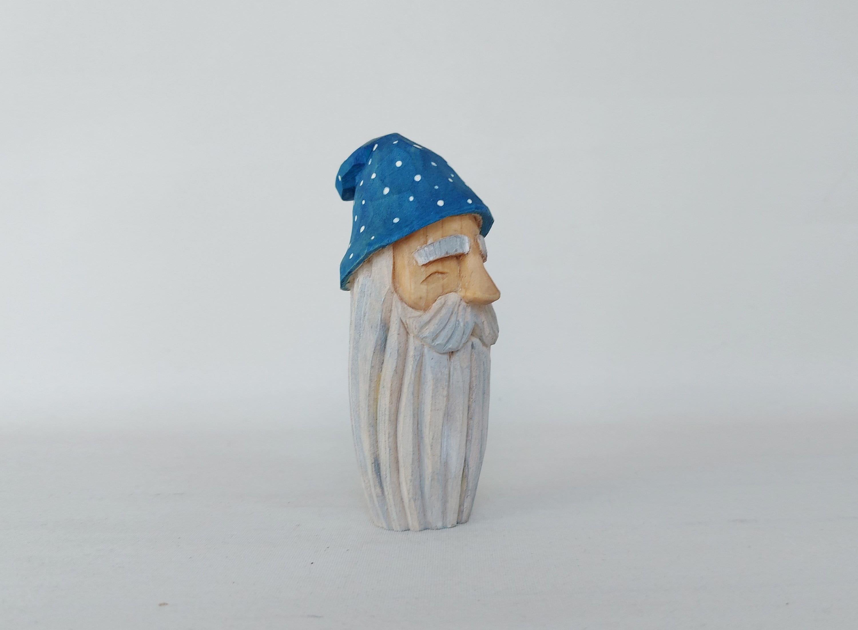 Wooden Wizard Statue, Wood Carving Home Decor, Hand Carved Santa ...