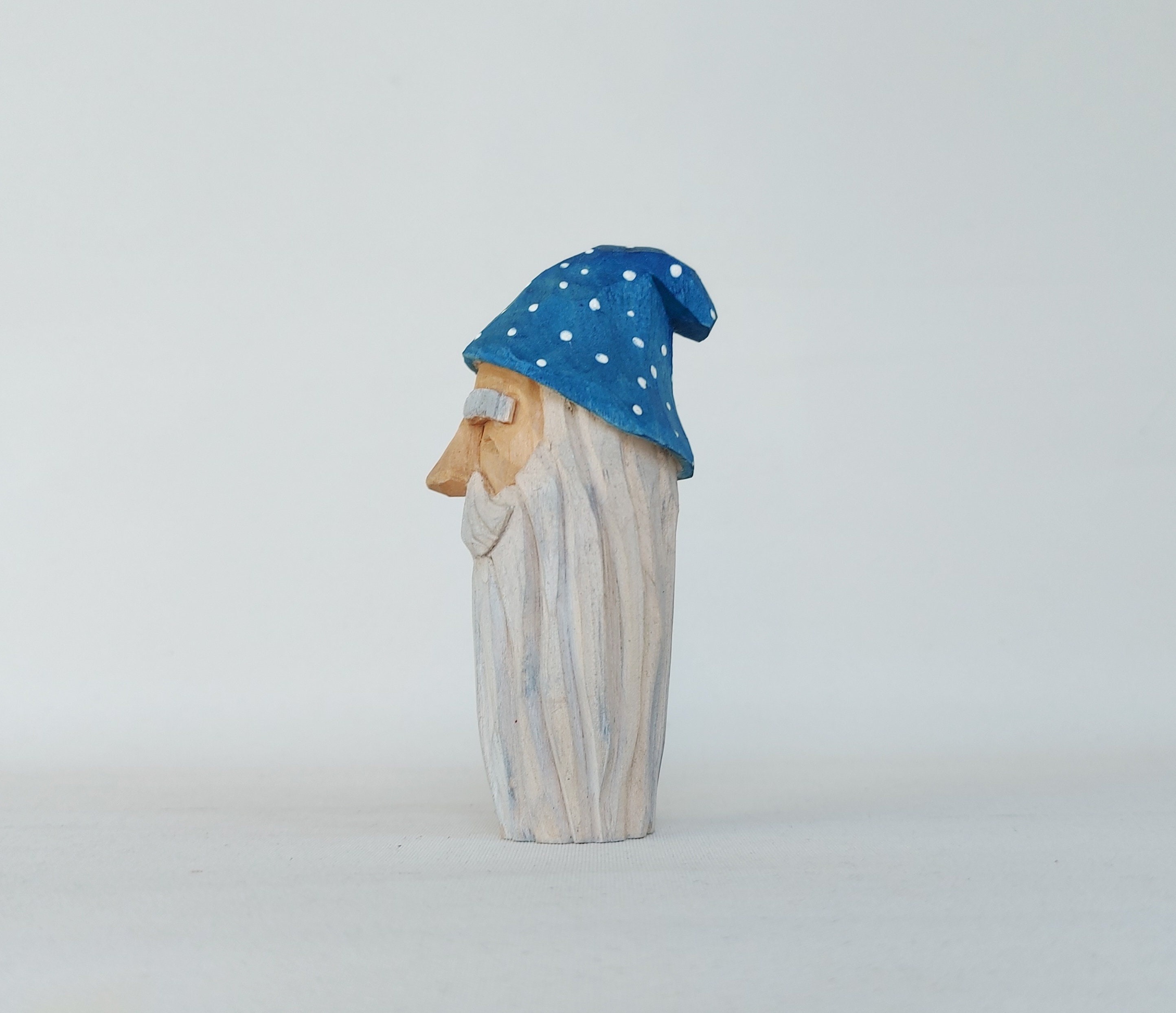 Wooden Wizard Statue, Wood Carving Home Decor, Hand Carved Santa ...