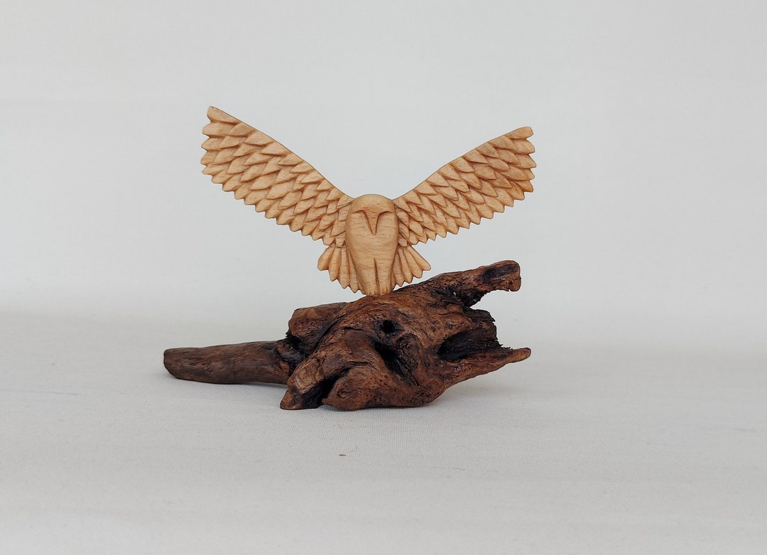 Wooden Owl Statue, Wood Carving Owl Figurine, Hand Carved Home Decor - Etsy