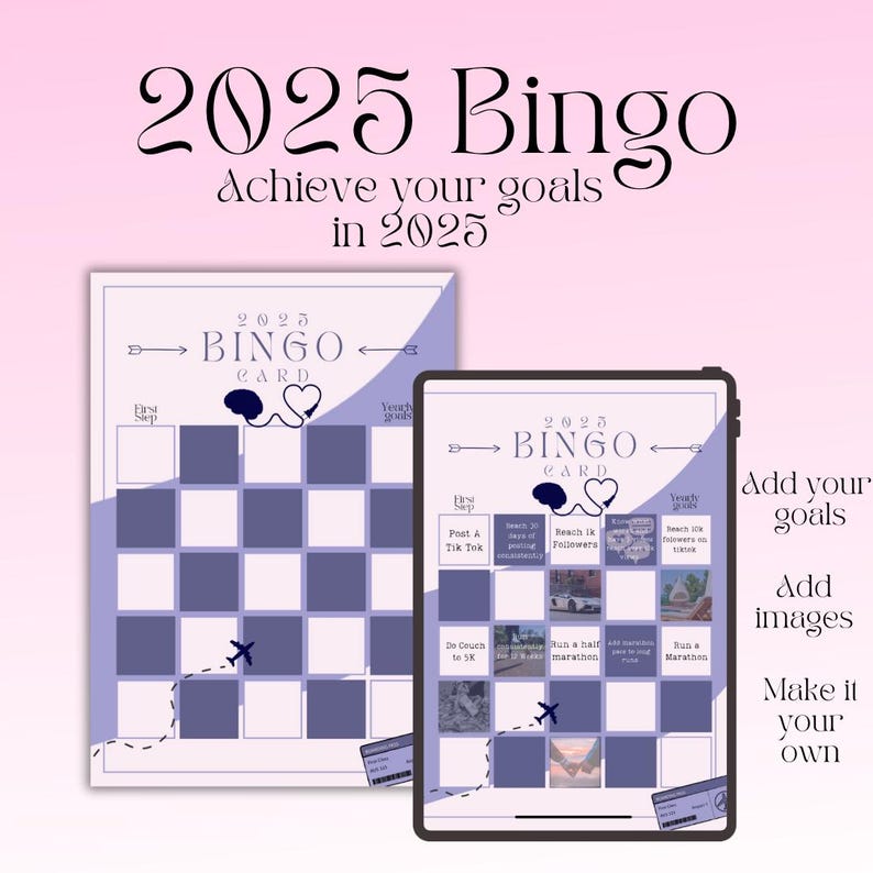 2025 Goal Setting Bingo Card | Vision Board | 2025 Bingo | New Year ...