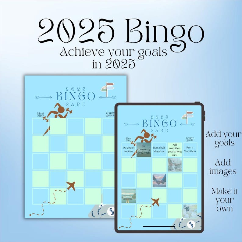 2025 Goal Setting Bingo Card | Vision Board | 2025 Bingo | New Year ...