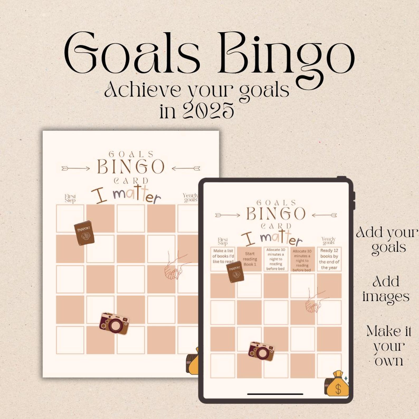 2025 Goal Setting Bingo Card | Vision Board | 2025 Bingo | New Year ...