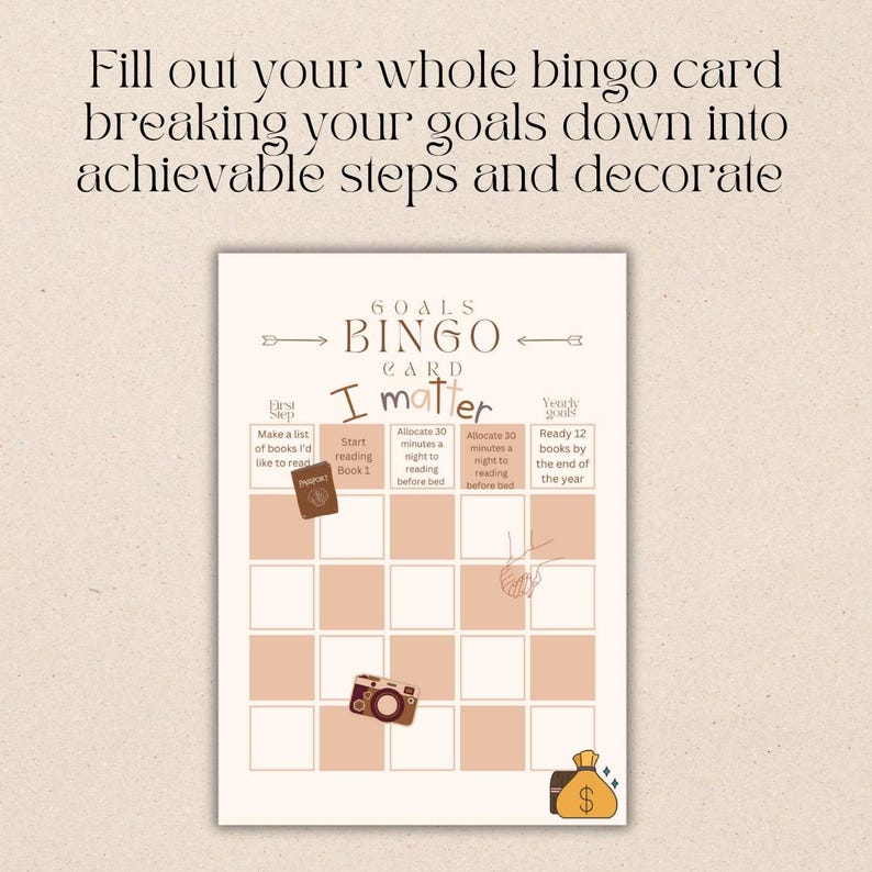 2025 Goal Setting Bingo Card | Vision Board | 2025 Bingo | New Year ...