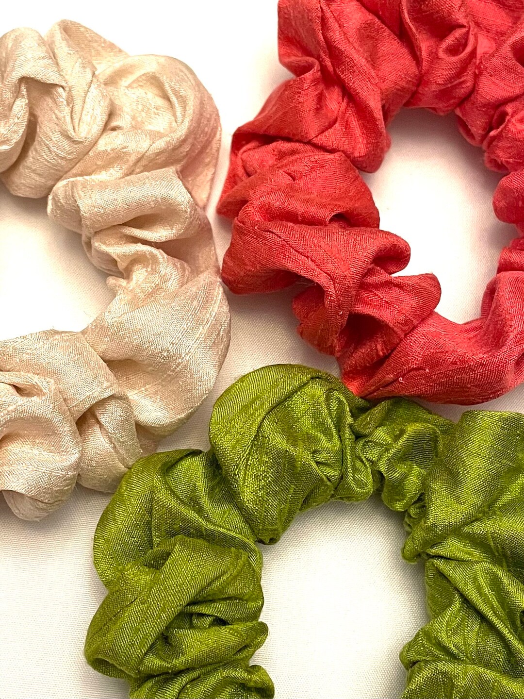 Raw 100% Raw SILK Hair Scrunchie Chartreuse salmón o soporte - Etsy España