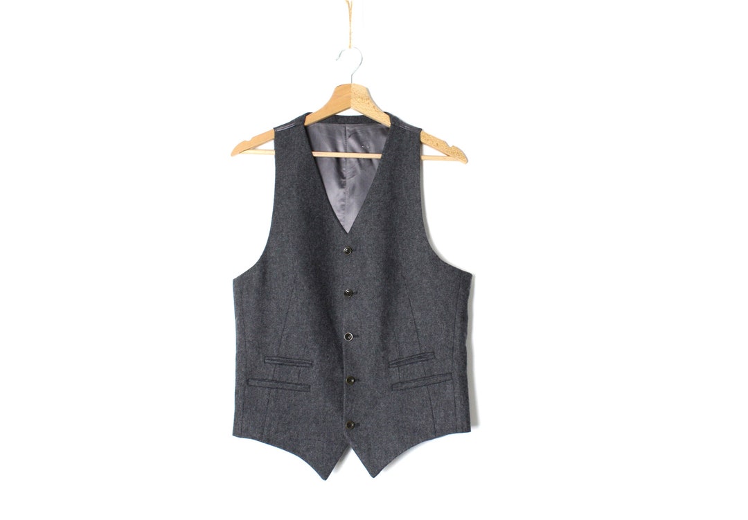 Tiger of Sweden Grey Wool Vest, Vintage 90's Wool Suit Waistcoat ...