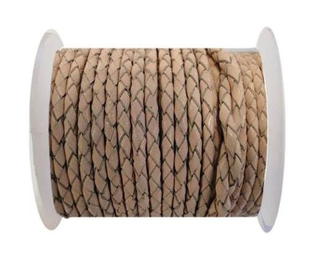 Round Real Braided Leather in Many Colors 3mm,4mm,5mm & 6mm beige ...