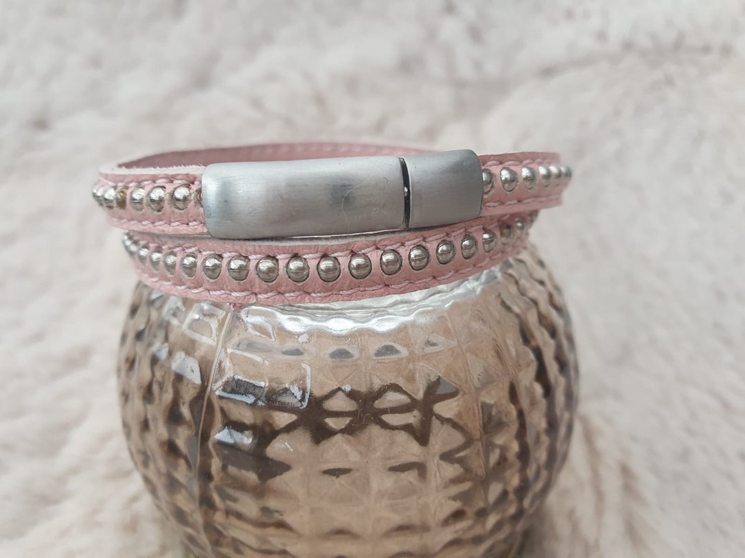 Pastel Pink Ball Chain Leather Bracelet Women /women Bracelet /gifts ...