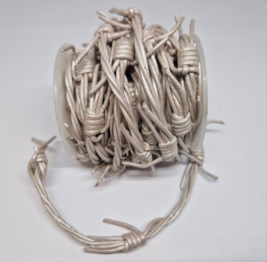 Barbed Wired Real Pearl White Leather Cord in 1.8mm Bundle of 2 Mtrs ...