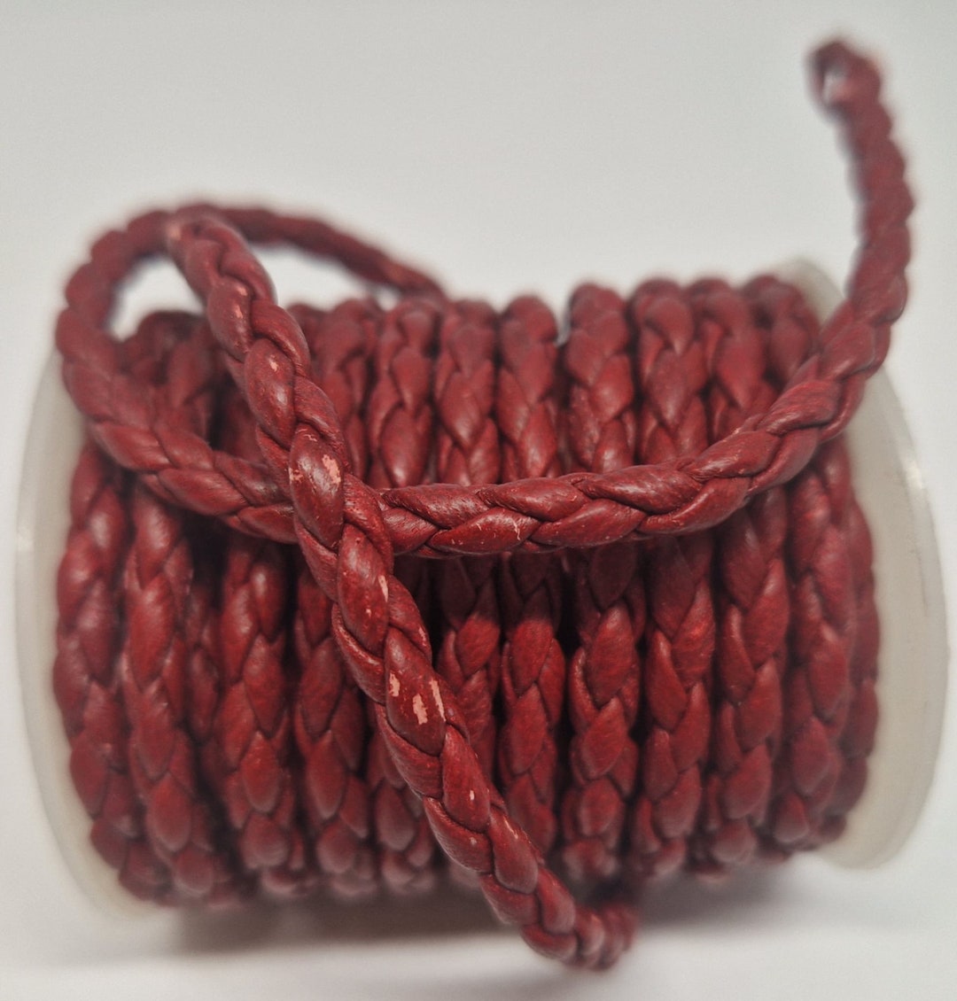 Braided Real Nappa Leather 4mm Burgundy / Echte Braided Nappa Leer in ...