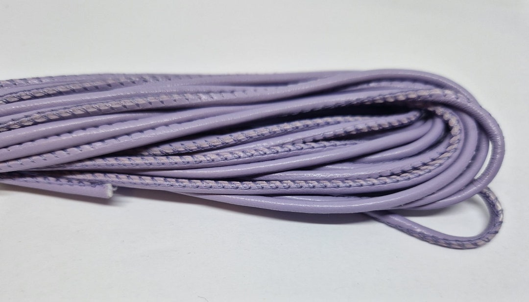 Nappa Round Real Leather Cord in Many Colors 3MM Lilac bundle of 2 Mtrs ...