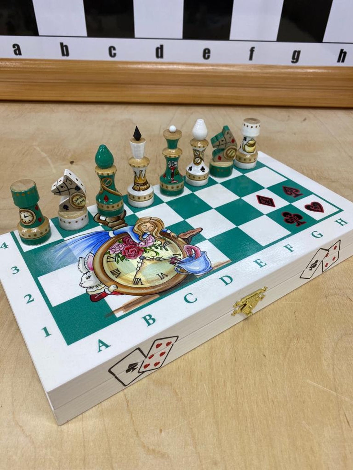 Alice In Wonderland. A Wooden Painted Handmade Chess Set. | Etsy