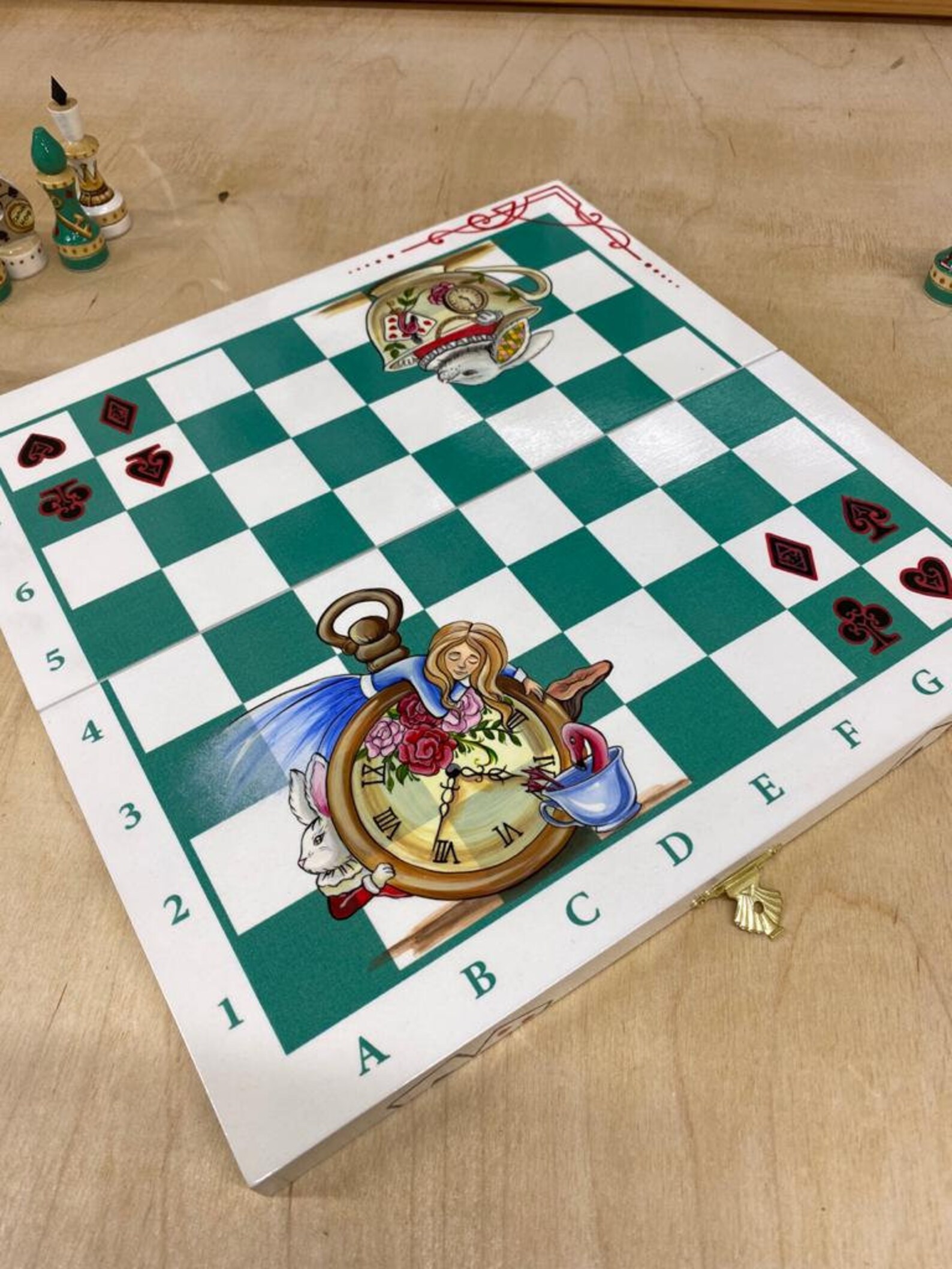 Alice In Wonderland. A Wooden Painted Handmade Chess Set. | Etsy