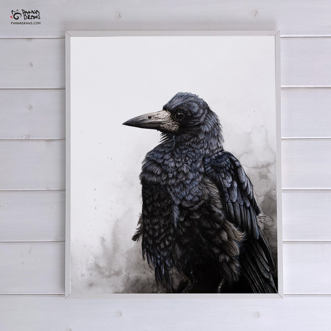 Bone Raven - Irish Crow Art Print - Etsy