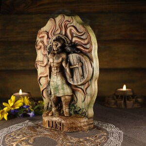 Irish God Statue of Lug Celtic God Celtic Statue Pagan God Wood Carving ...
