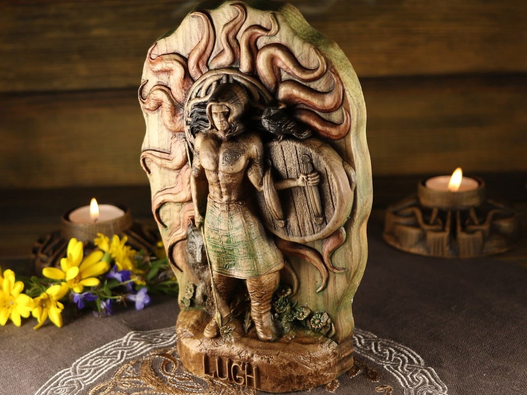 Irish God Statue of Lug Celtic God Celtic Statue Pagan God Wood Carving ...