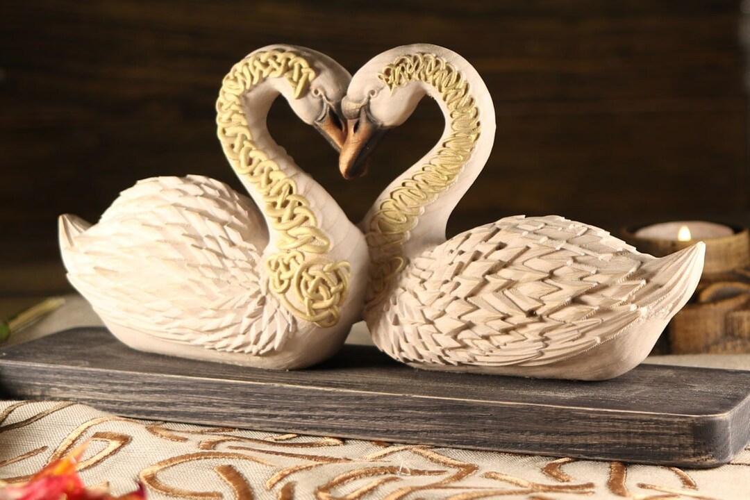 Swan Statue White Swan Figurine Swan Figurine Swan Decor Wood Carved ...