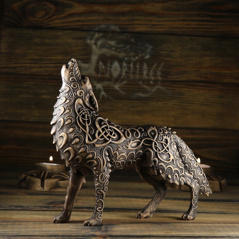 Wolf Statue Viking Wolf Fenrir Wolf Sculpture Norse - Etsy