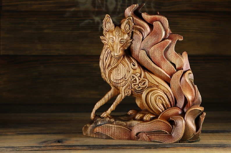 Kitsune Fox Fire Fox Fox Statue Kitsune Figurine Japanese Fox - Etsy