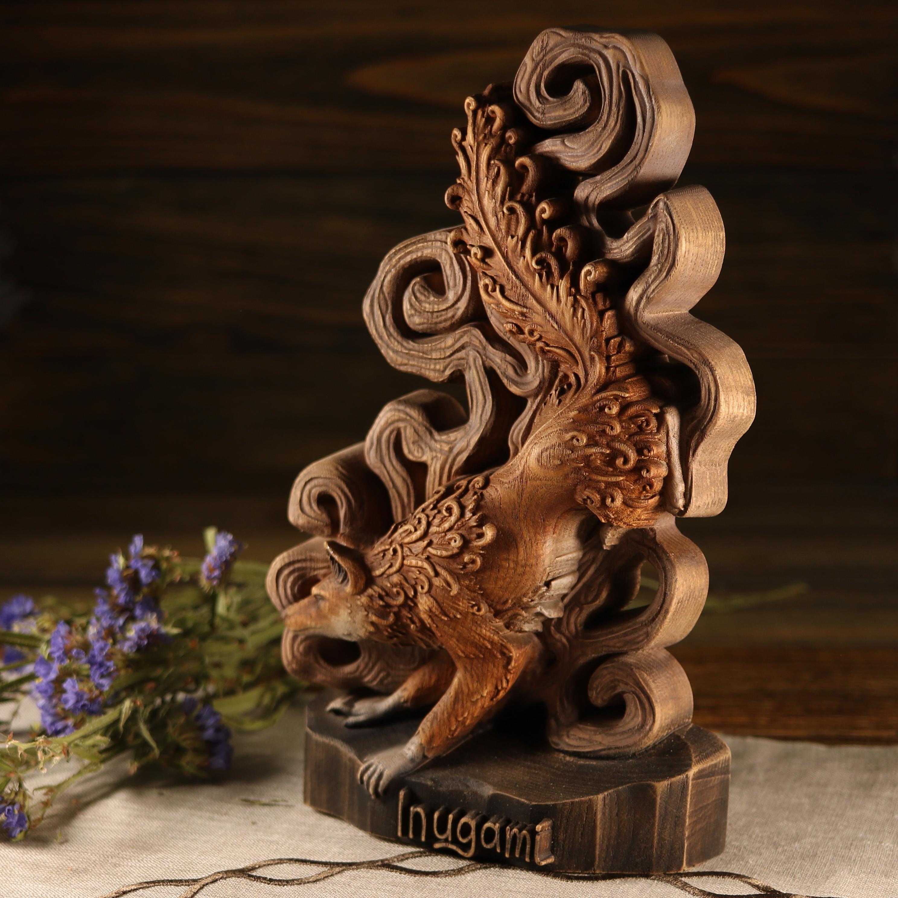 Inugami Statue: Japanese Spirit Dog Art - Etsy