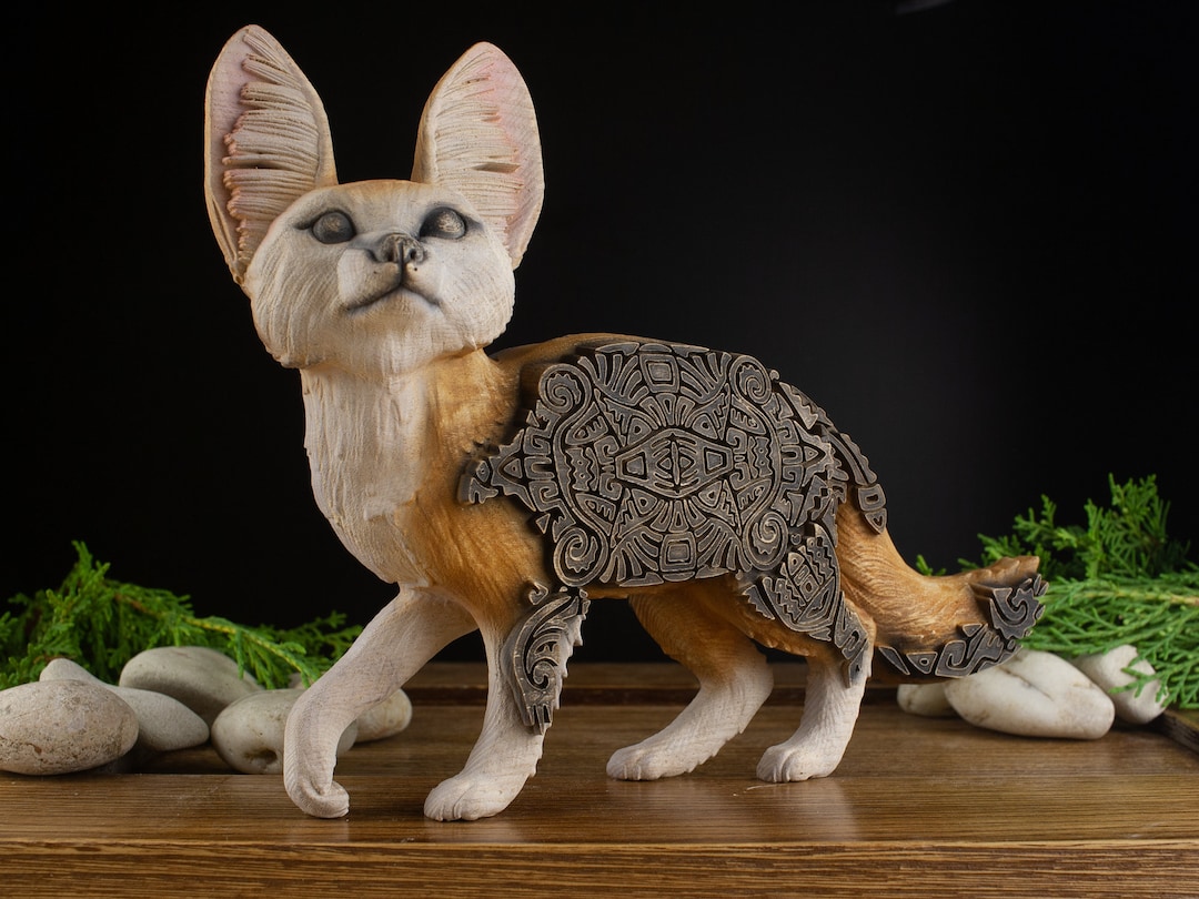 Fennec Fox, Fox Figurine, Fox Statue, Wooden Fox Carved Wooden Fox Fox ...
