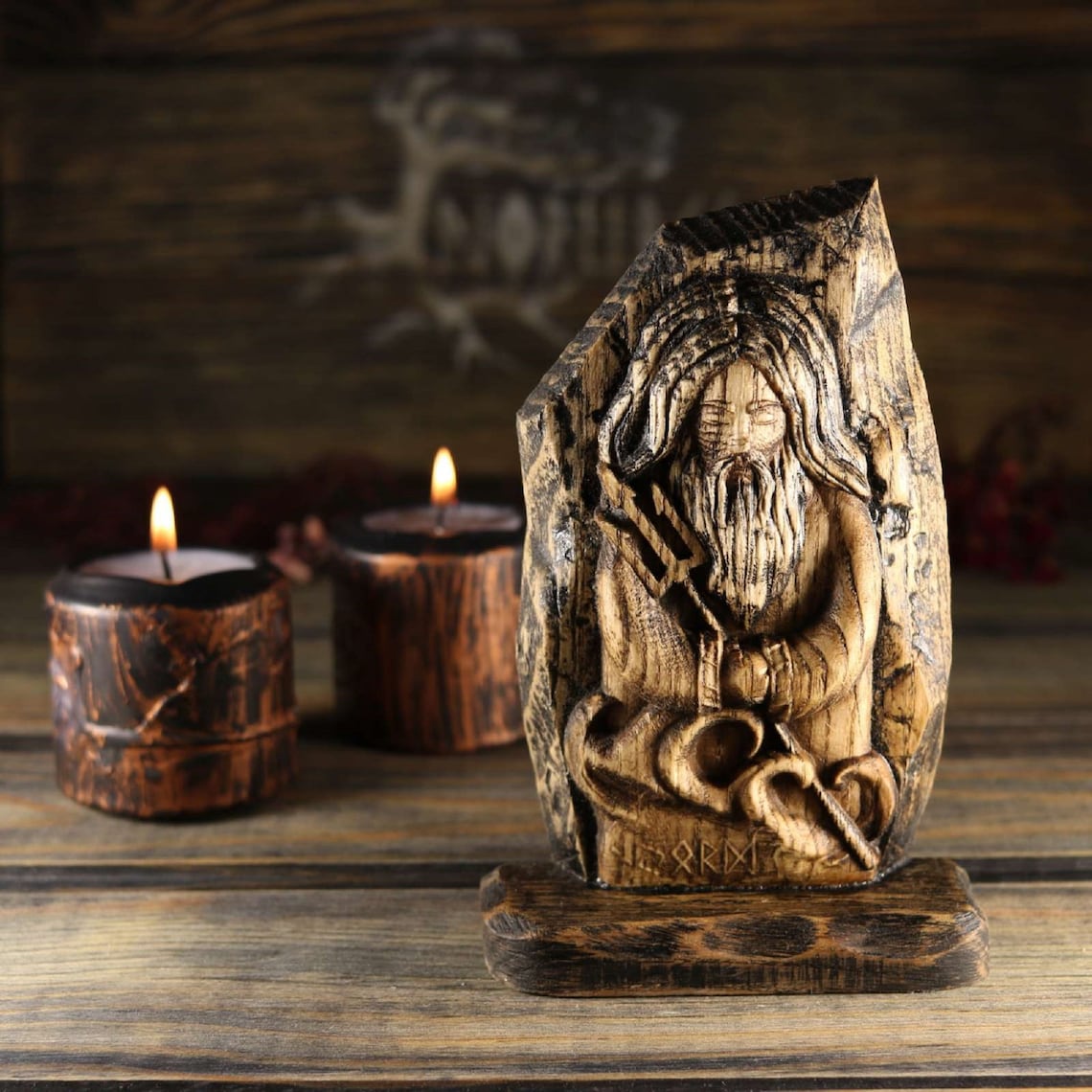 Njord Njord Statue Wood Carving Viking Decor Wood Sculpture - Etsy