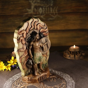 Irish God Statue of Lug Celtic God Celtic Statue Pagan God Wood Carving ...