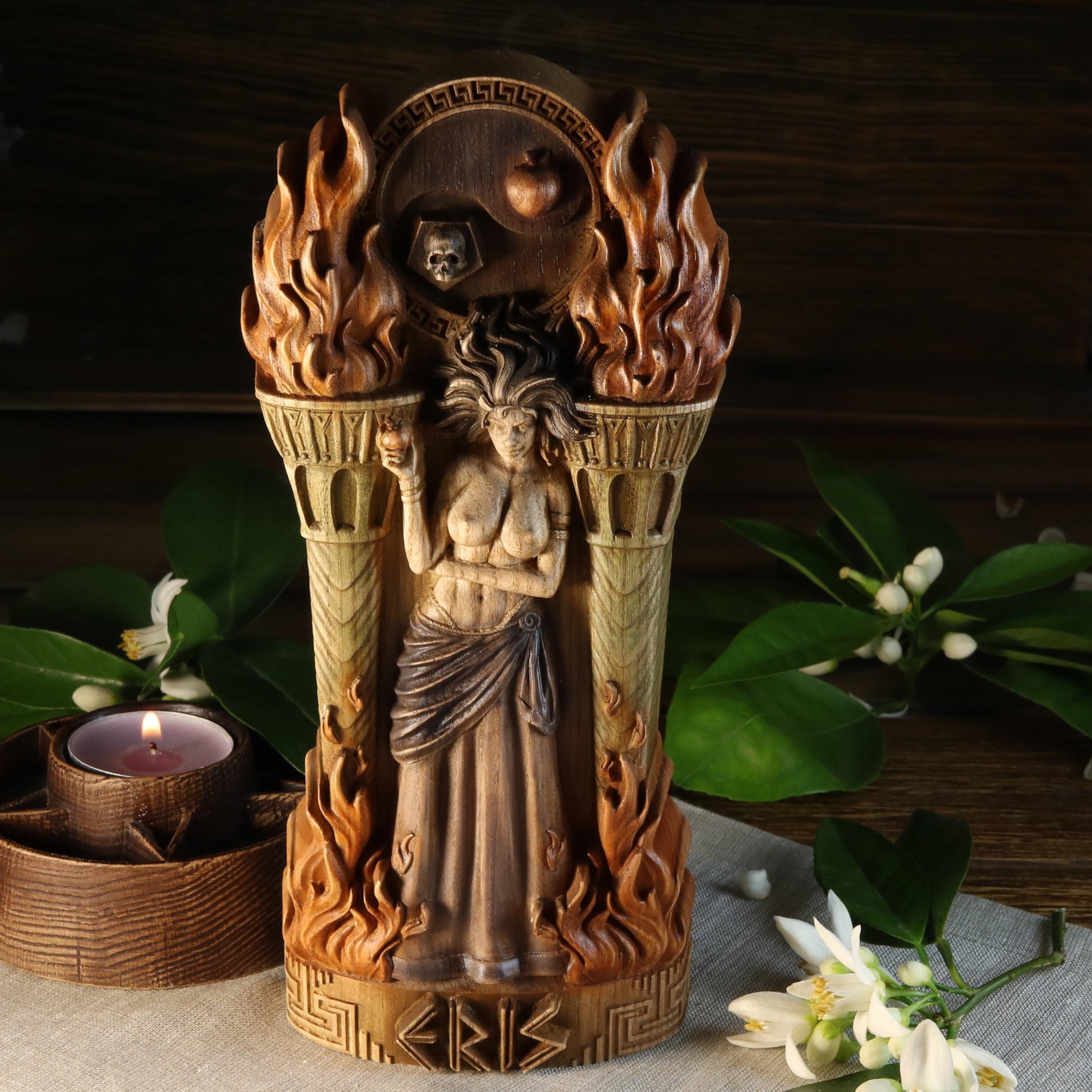 Eris Goddess Statue: Greek Mythology Wooden Altar Decor - Etsy