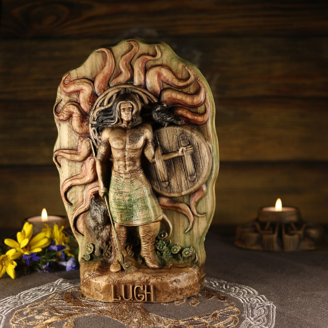 Irish God Statue of Lug Celtic God Celtic Statue Pagan God Wood Carving ...