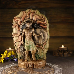 Irish God Statue of Lug Celtic God Celtic Statue Pagan God Wood Carving ...