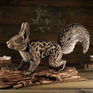 Ratatoskr Squirrel Wood Carving: Norse Viking Altar Decor - Etsy