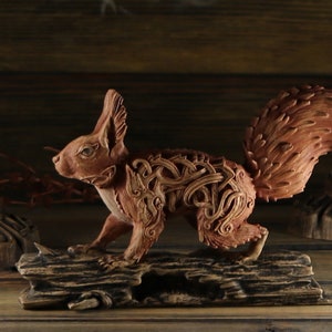 Ratatoskr, Red Squirrel, Wooden Squirrel Viking Squirrel Figure Norse ...