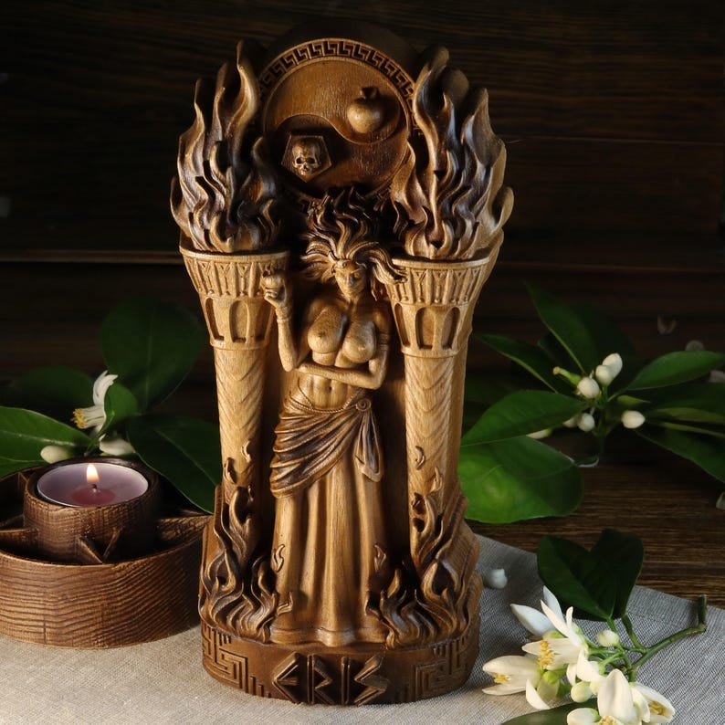 Eris Goddess Statue: Greek Mythology Wooden Altar Decor - Etsy