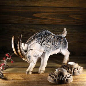 Goat Statue Viking Goat Wood Goat Animal Totem God Loki Goat Figurine ...