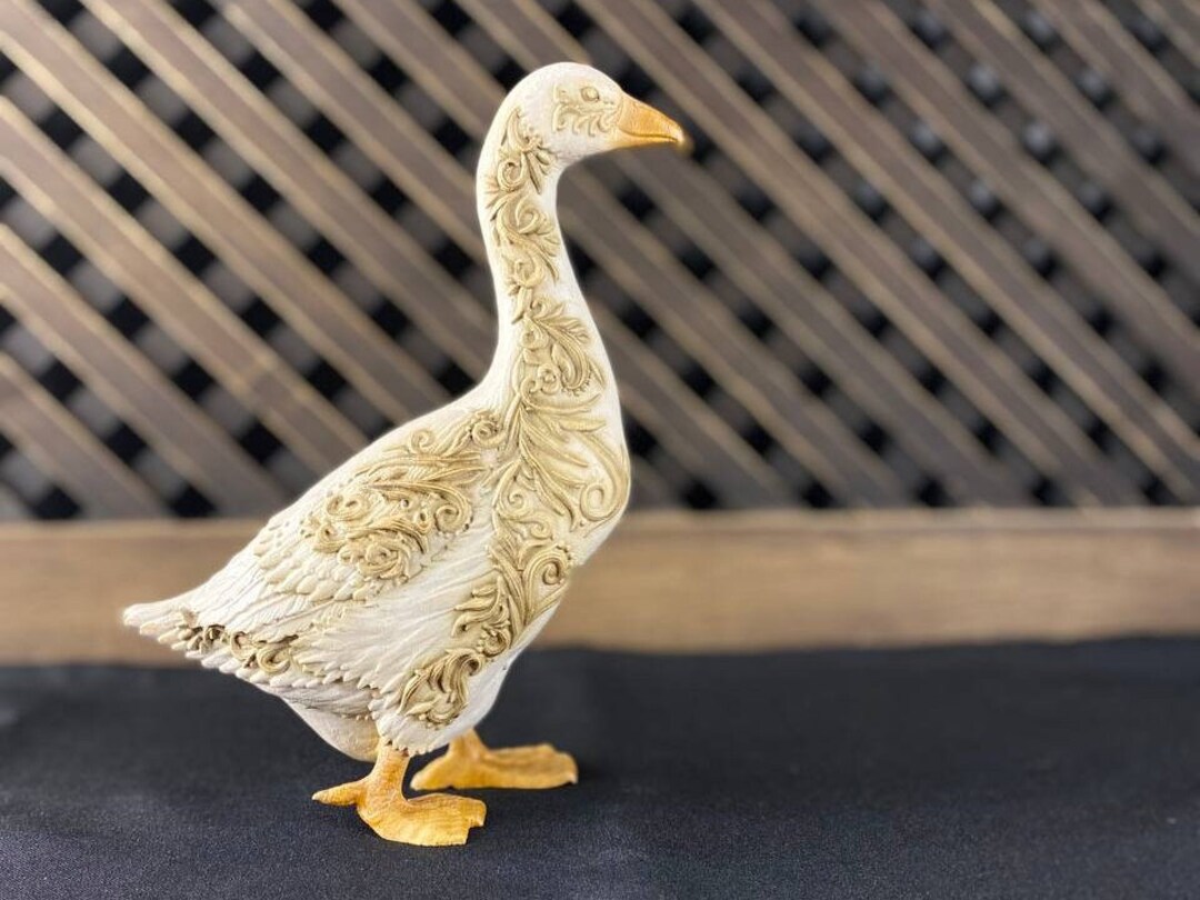 Goose Sculpture, Wooden Goose Goose Statue Goose Figurine Geese Poultry ...