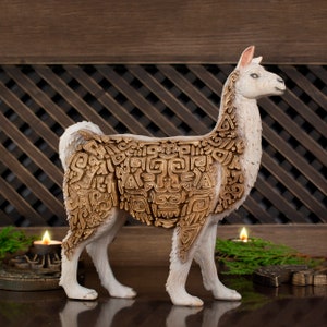 Llama Statue: Ash Wood Figurine, Home Decor - Etsy
